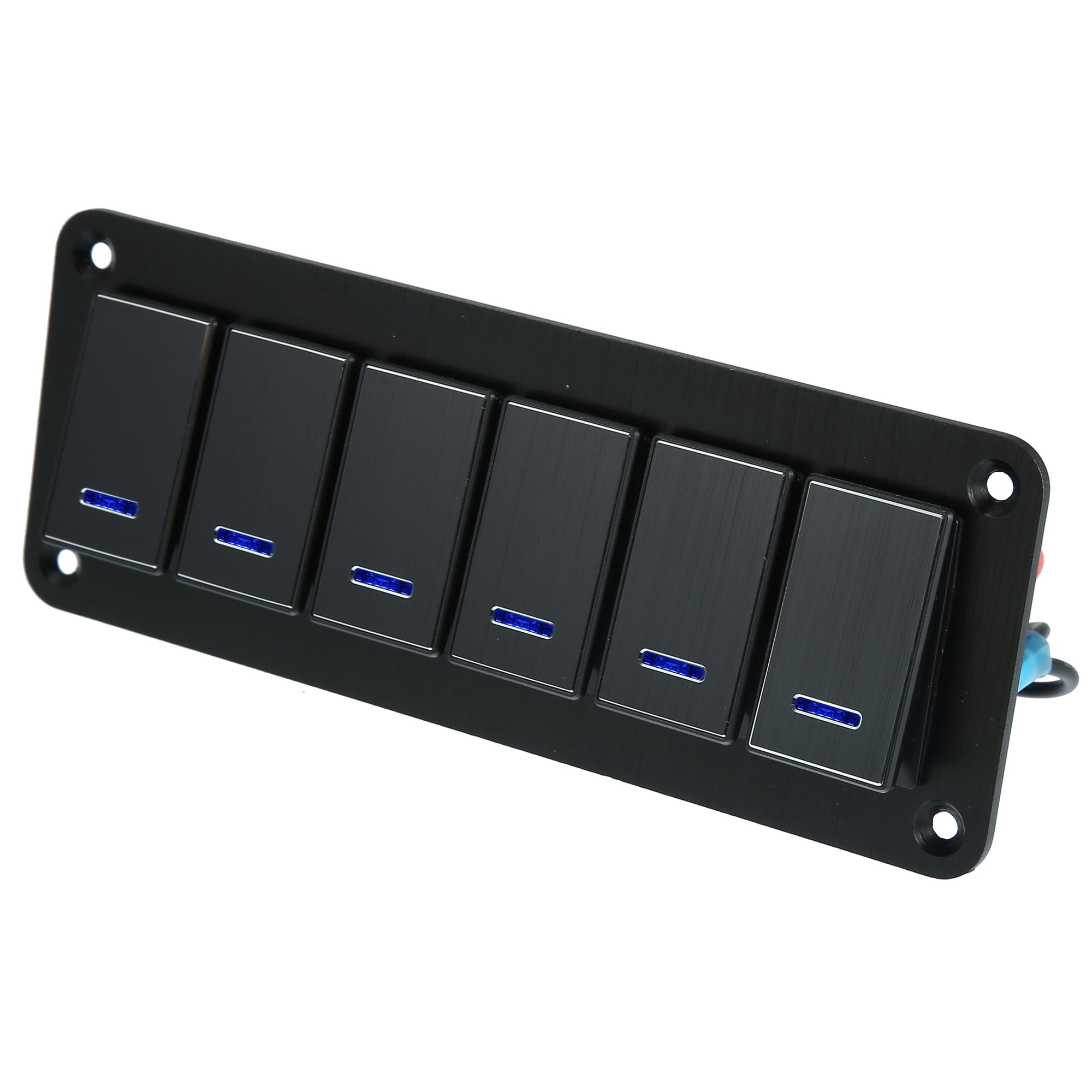 6 Gang Rocker Switch Panel 3 Pin Pre-Wired Toggle Switch Aluminum Alloy ...