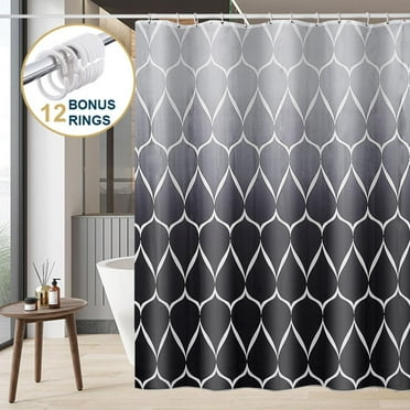 ComfiTime Fabric Shower Curtain with Hooks – 230 GSM Heavy-Duty Weighted-Hem Hotel Luxury Cloth ...