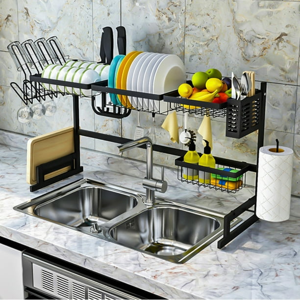Dish Drying Rack Bowl Rack Holder 2 Tier Dryer Stainless Steel Over