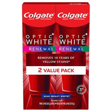 Colgate optic white renewal whitening toothpaste, high impact white, 3 ...
