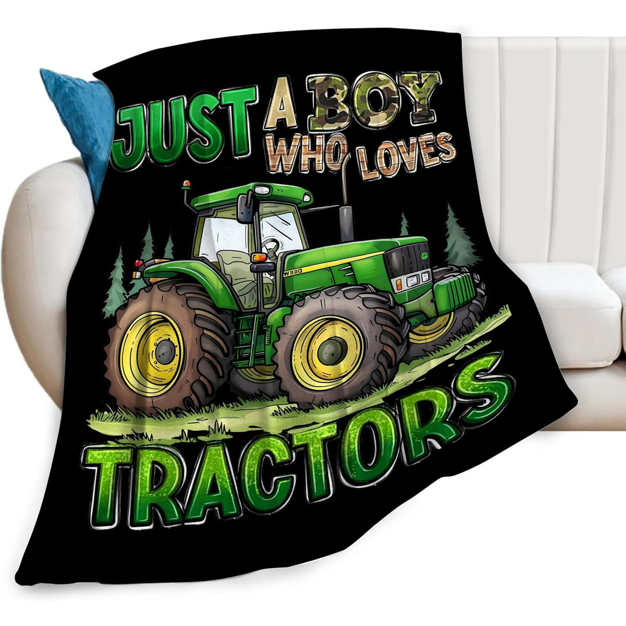 Click here for Walfour Just A Boy Who Love Tractors Blanket Green... prices