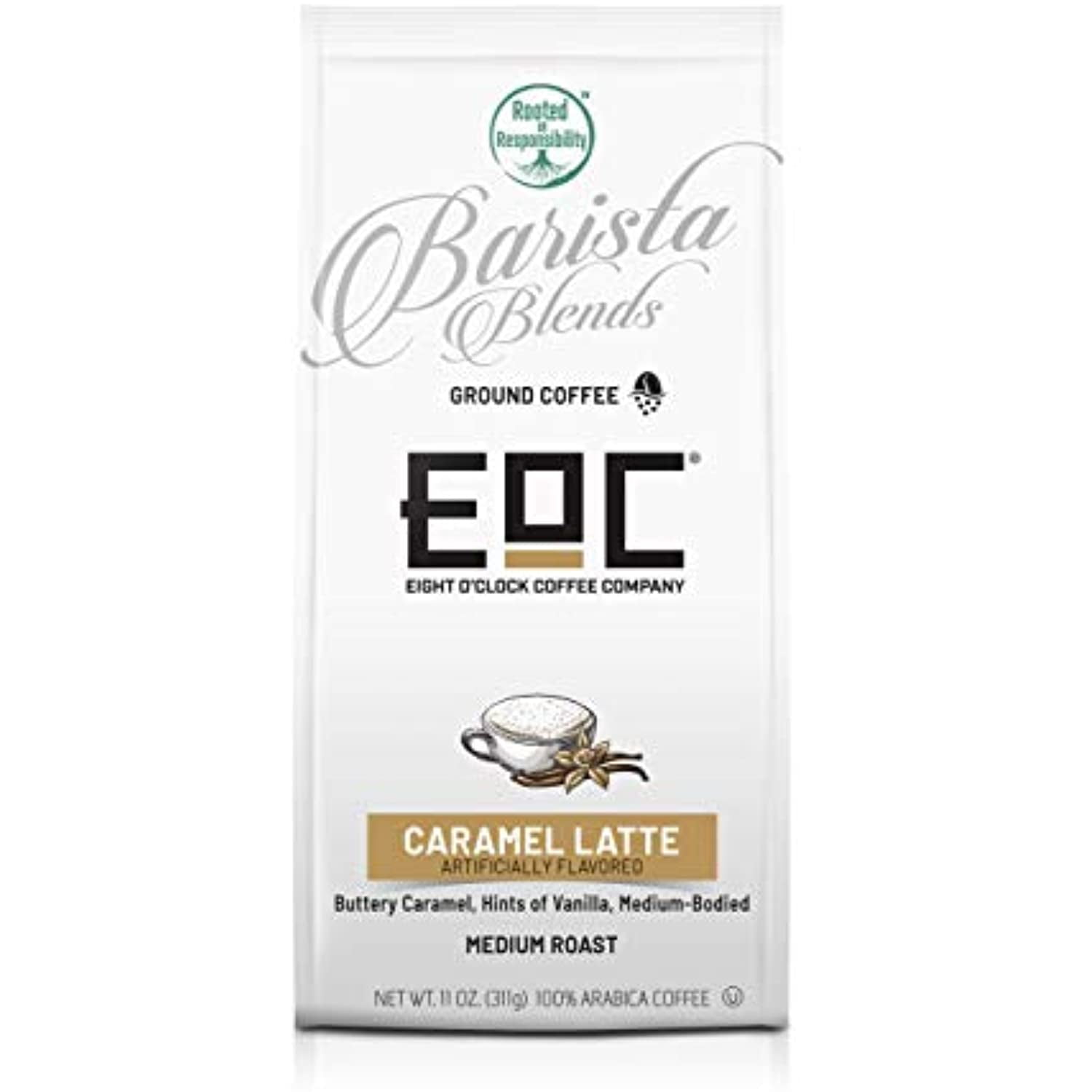 Eight Oclock Coffee Barista Blends Ground Coffee, Caramel Latte, 11 ...