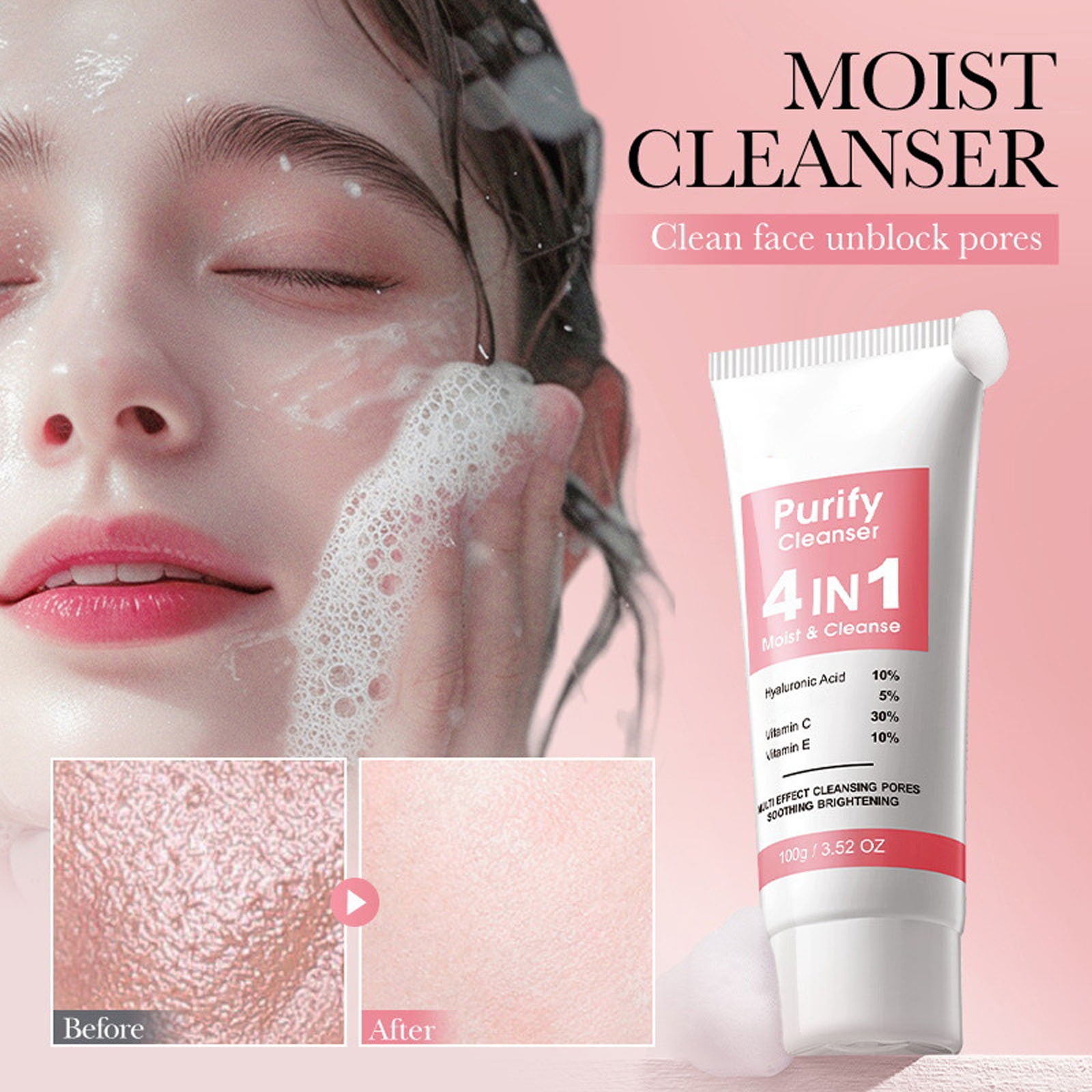 XWSHYW Limpiador Facial Limpiador Facial Hidratante de Aloe, Limpieza Hidratante, Eliminación de ...