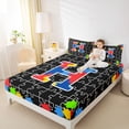 Catabedysis Black Puzzle Print Bed Sheets,Jigsaw Initial Pattern Full ...