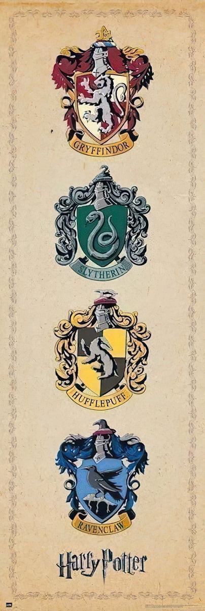 Harry Potter - Door Movie Poster / Print (The 4 Hogwarts House Crests ...