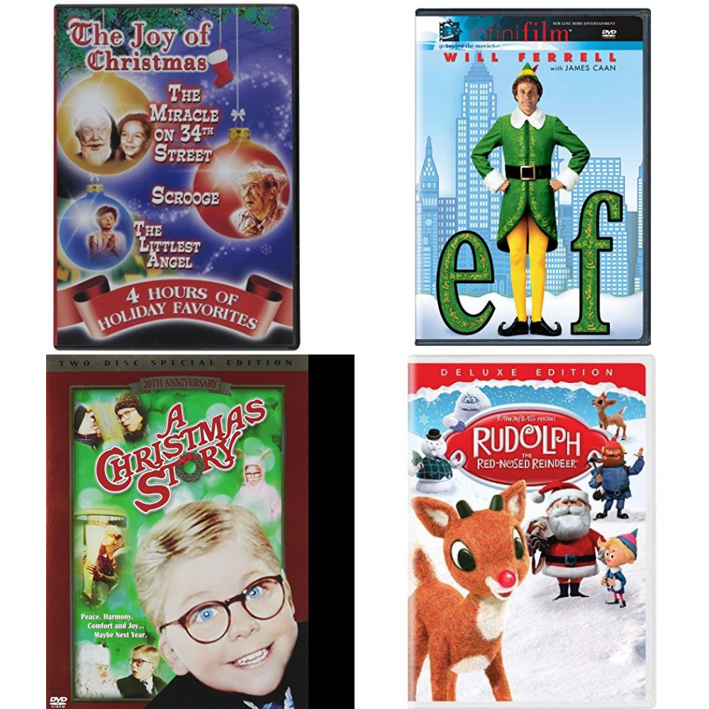 Christmas Holiday Movies DVD 4 Pack Assorted Bundle: Multi Christmas ...