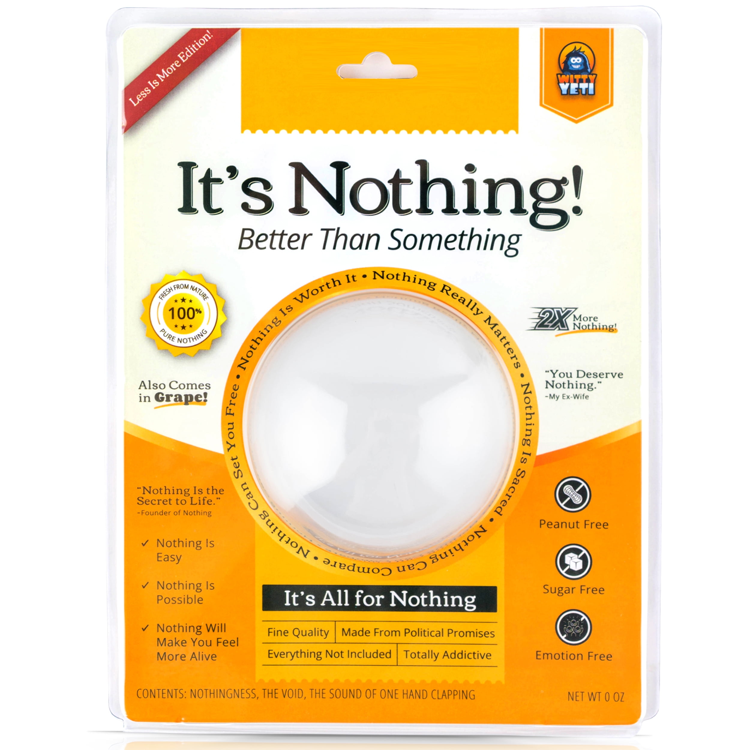 Witty Yeti 'Gift of Nothing' Funny Empty Gag Gift, 1 Pack - Walmart.com