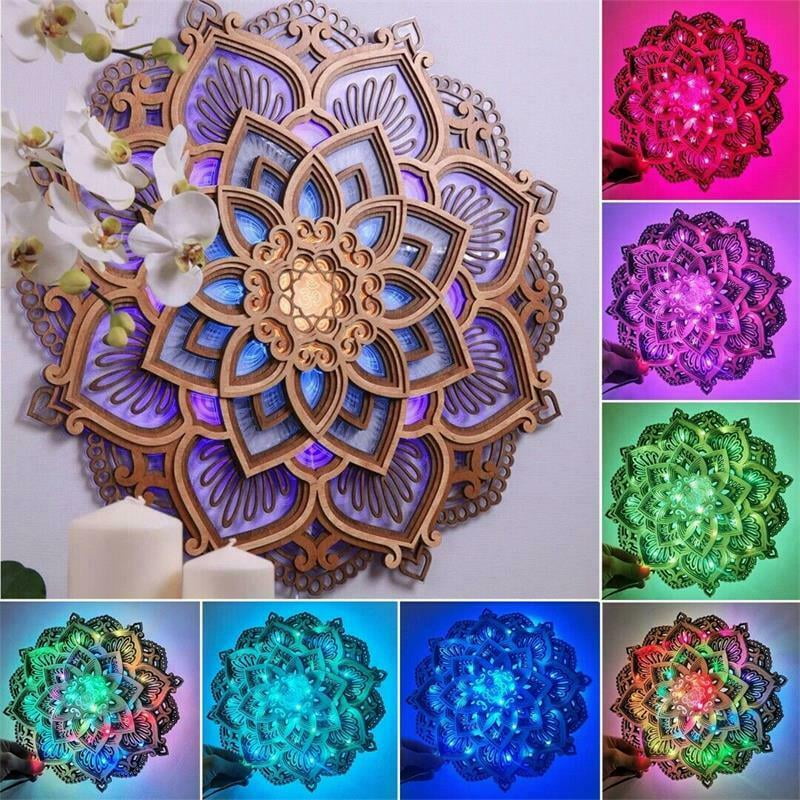 Home & Living Table Lamps Mandala Led Light Yoga Lover Light Mandala ...