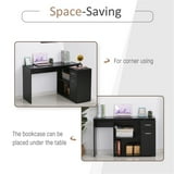180° Rotating L Shaped Computer Desk with Drawer & Cabinet, Home Office ...