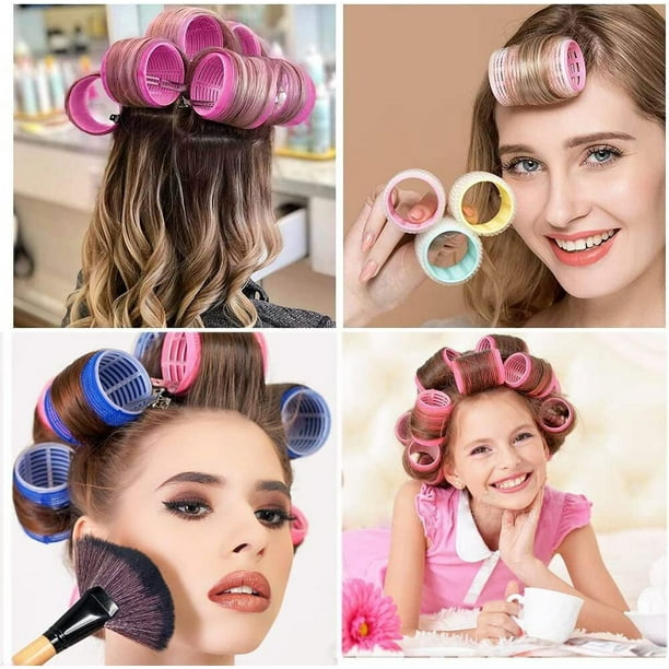 Jumbo Hair Curlers Rollers Velcro Rollers Large Self Grip Hair Curlers for Long Hair Big Hair Rollers for Long Hair. No heat Curlers Hair Rollers 2.5 inch 6 Pack Random Color