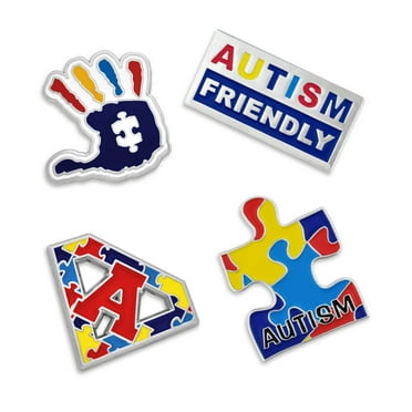 PinMart's Autism Awareness Puzzle Piece and Hand Print Enamel Lapel Pin ...