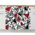 Abstract Lines Cabinet Curtains 28" W x 35" L Black Gray Red Triangle ...