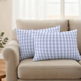 Blue Gingham Check Waterproof Throw Pillow Covers Set of 2 Farm Buffalo ...