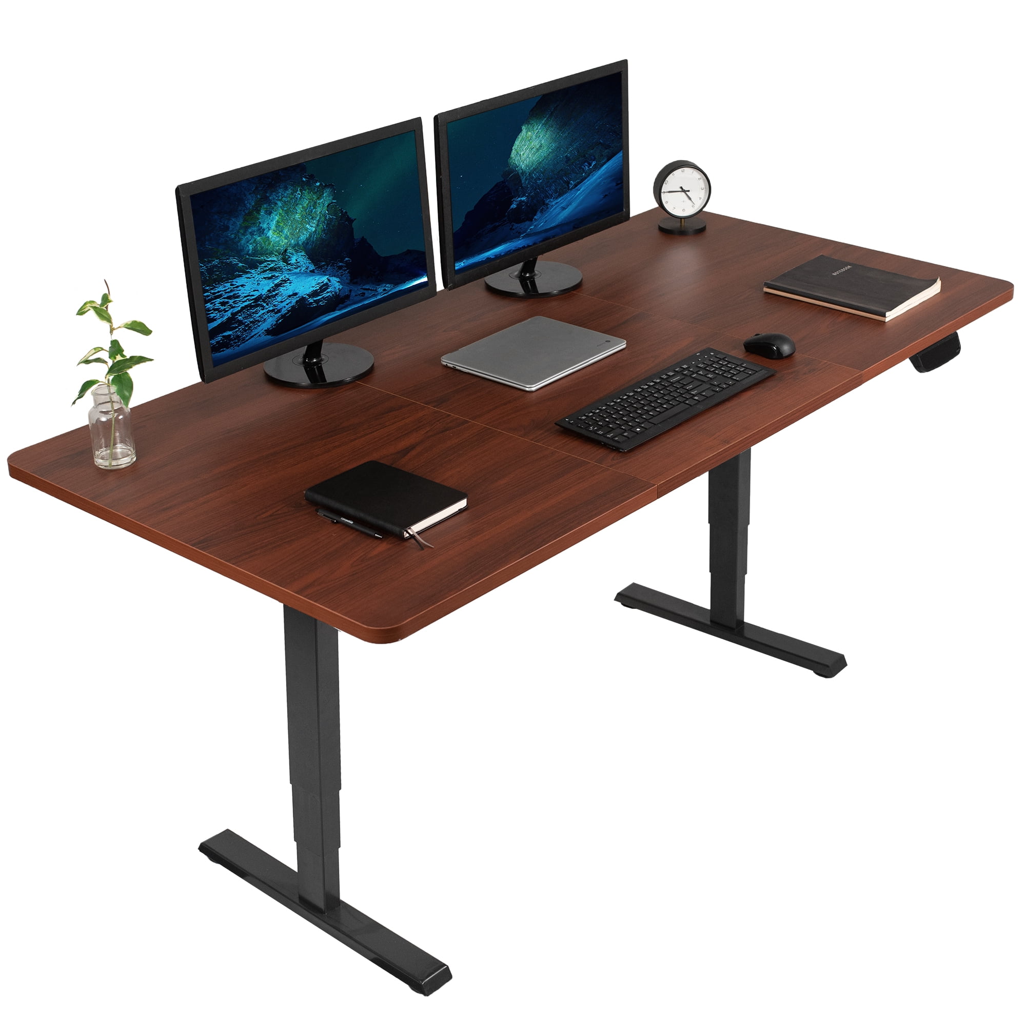 VIVO Electric 71” x 36” Stand Up Desk, Dark Walnut Table Top, Black ...
