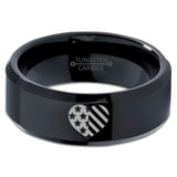 Tungsten Racing Flag Band Ring 8mm Men Women Comfort Fit Black Beveled ...