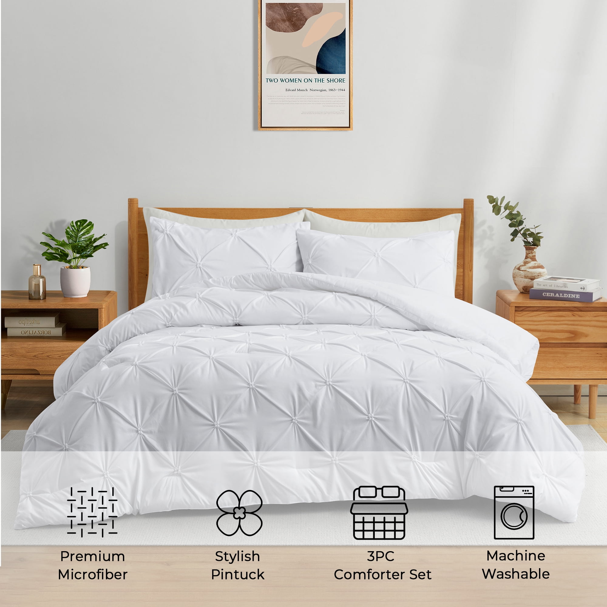 Peace Nest - Pinch Pleat All Seasons Down Alternative Comforter Set ...
