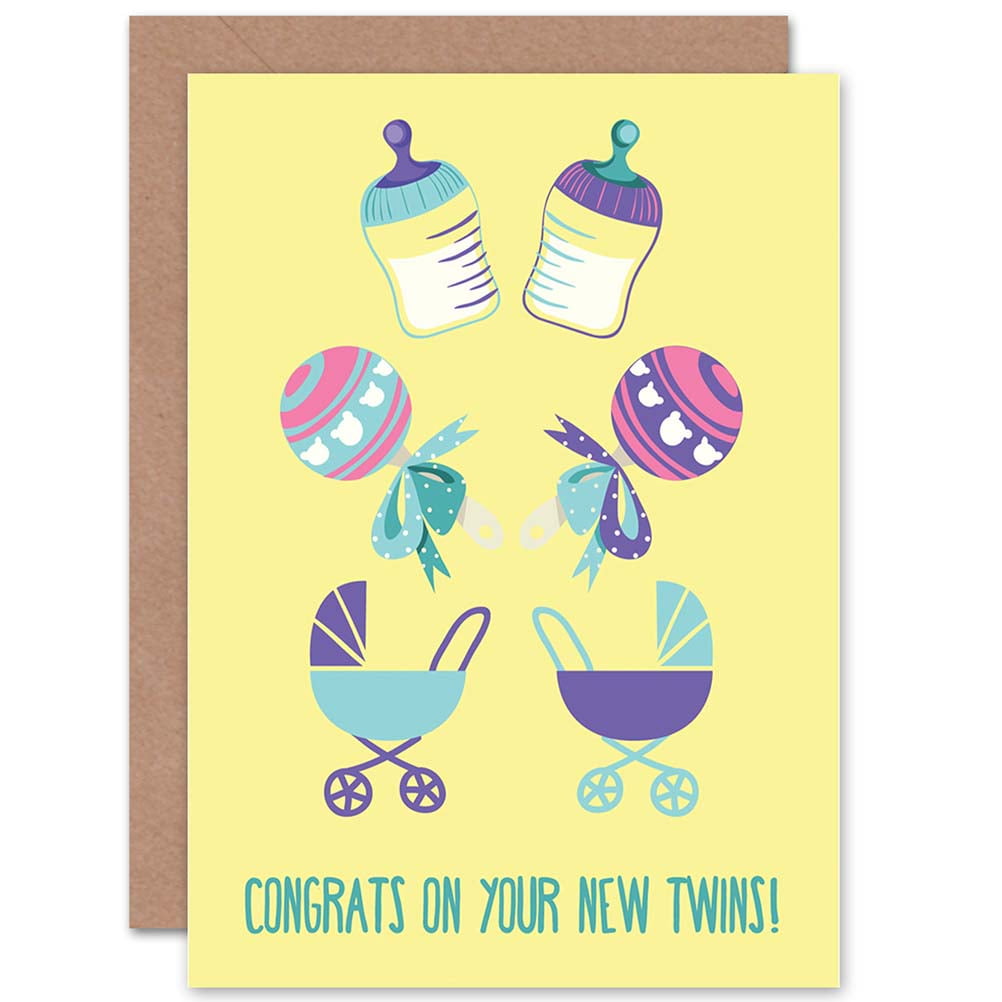 Baby Twins Congratulations Greeting Card Plus Envelope Blank inside ...