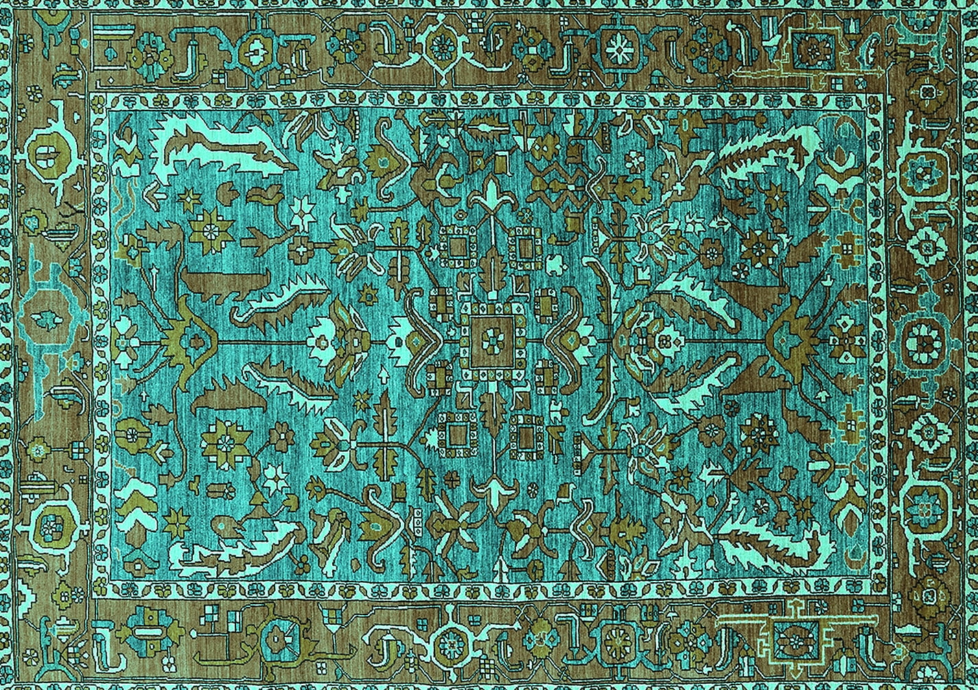 Ahgly Company Indoor Rectangle Animal Turquoise Blue Traditional Area ...