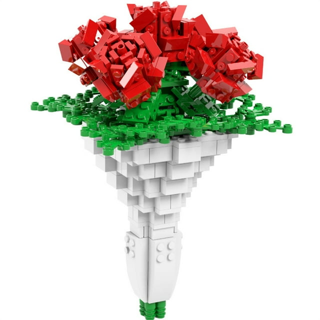 New Rose Flower Bouquet Building Blocks Romantic Stem Kit Construction ...