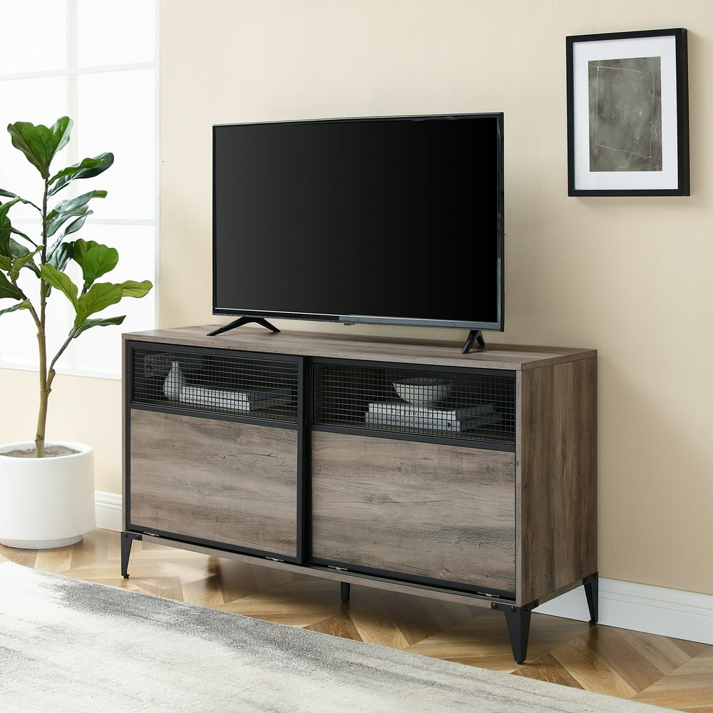 Manor Park Sliding Doors TV Stand for TVs up to 58", Grey Wash ...