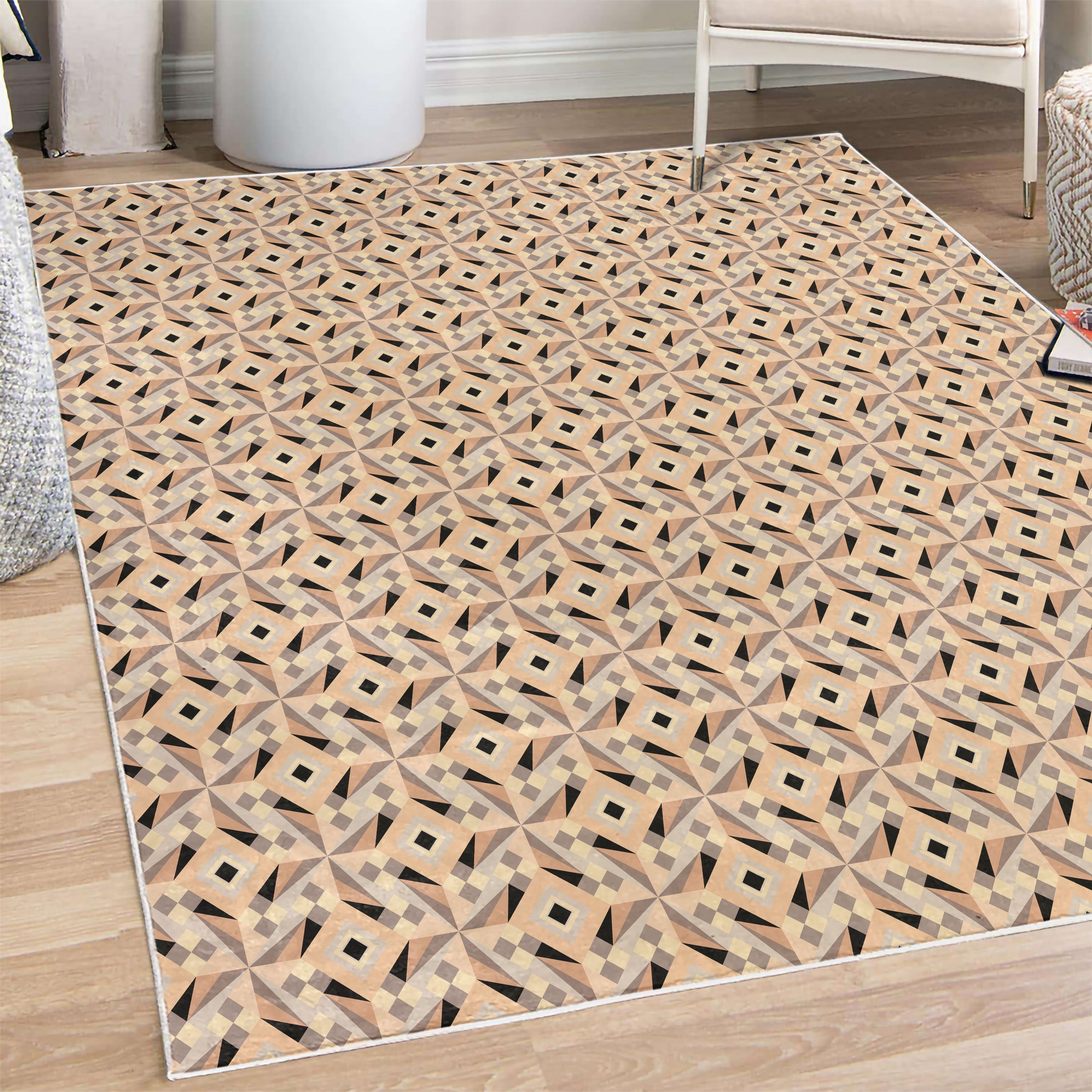Modern Decorative Rug, Retro 60s 70s Vintage Geometrical Rounds ...