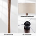 61" Modern Walnut Wood Column Floor Lamp with Linen Drum Shade,Standing ...