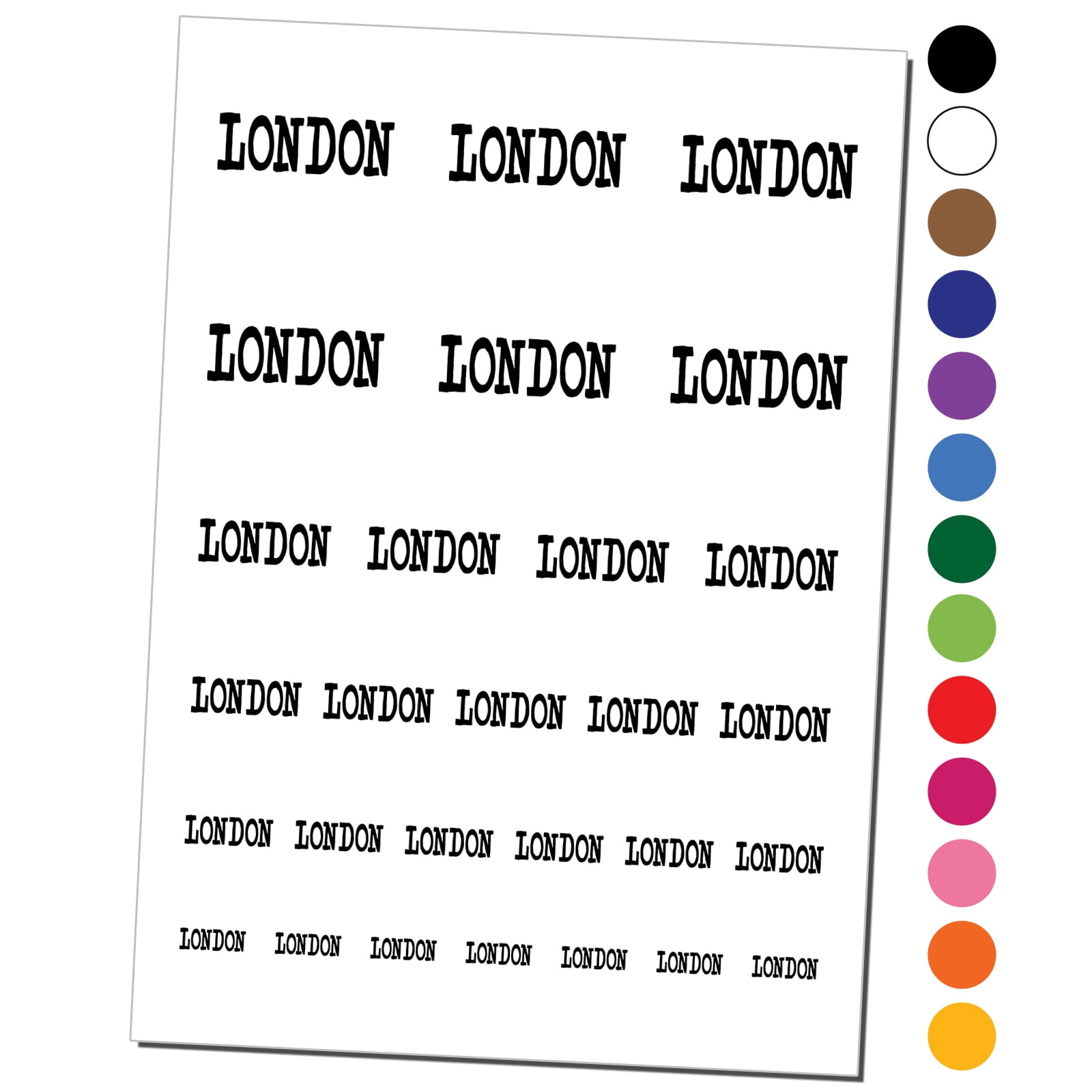 London Fun Text Water Resistant Temporary Tattoo Set Fake Body Art ...