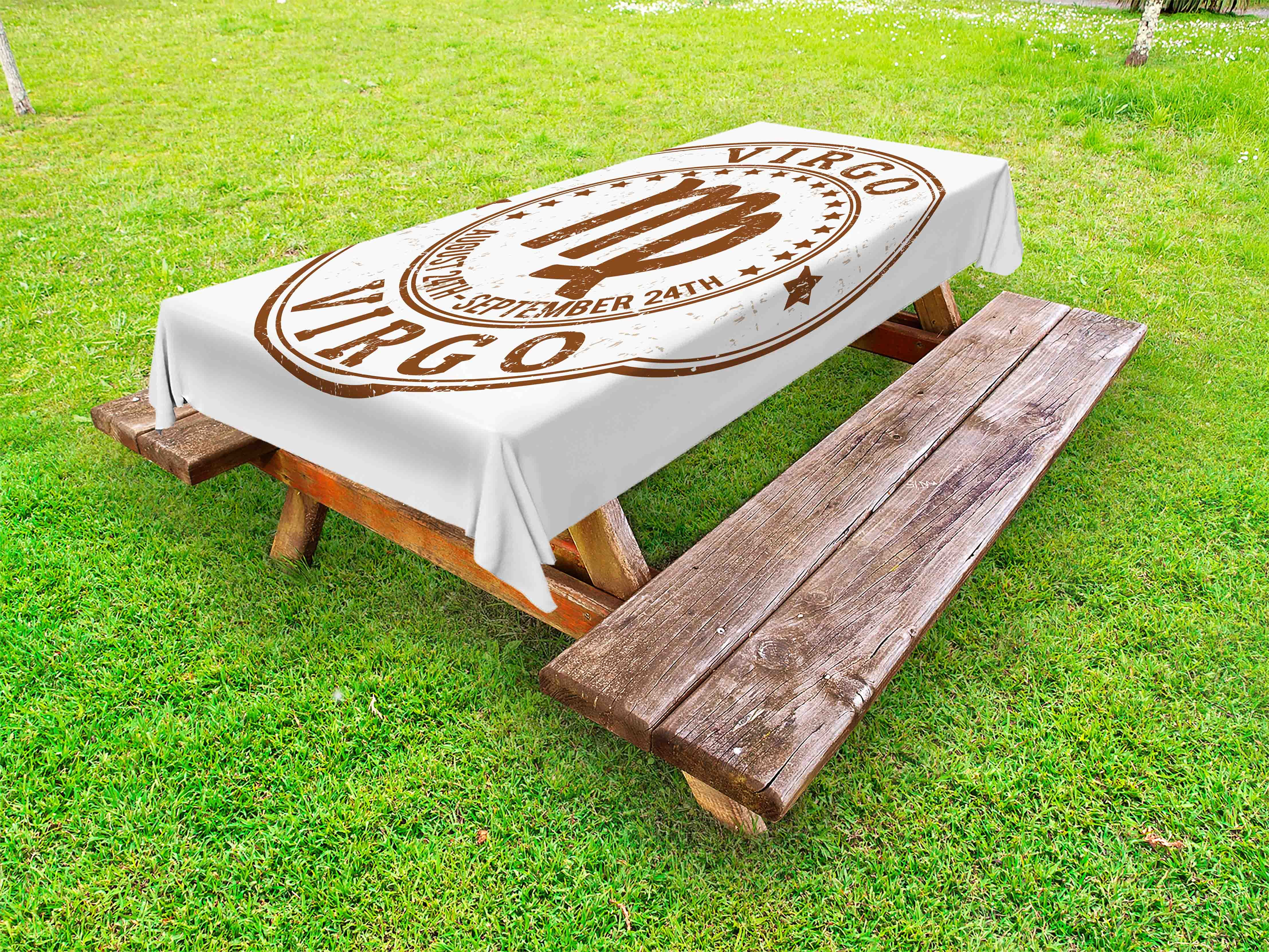 Zodiac Virgo Outdoor Tablecloth, Astrology Grunge Rubber Stamp Design ...