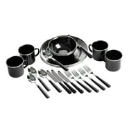 Coleman 24-Piece Enamel Camping Dinnerware Set, Dining Utensils ...