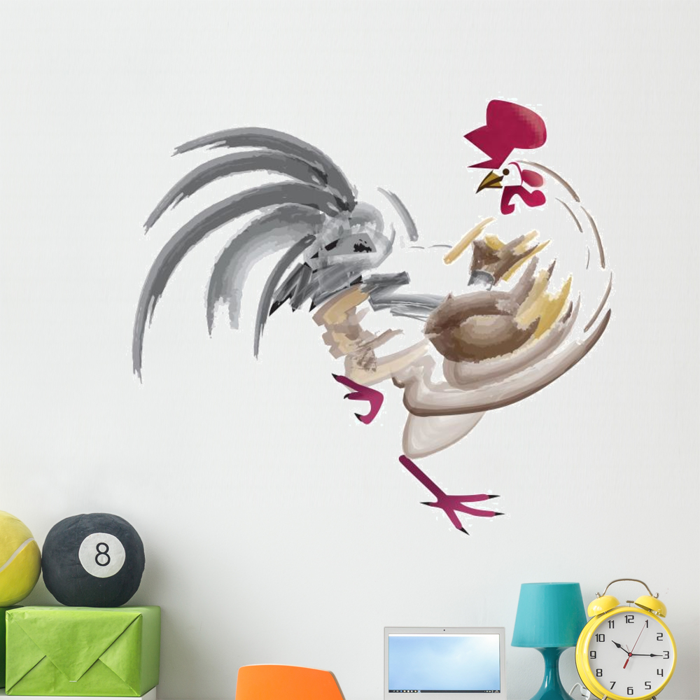 Paintbrush Rooster Wall Decal by Wallmonkeys Peel and Stick Graphic (48 ...