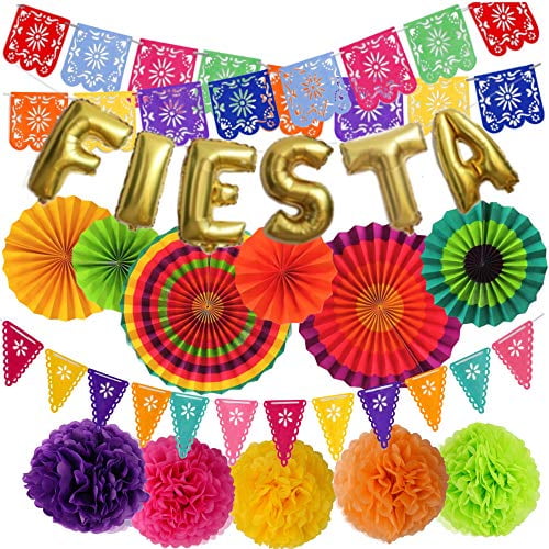 Mexican Fiesta Party Decorations - Cinco De Mayo - 6 Paper Fans, 5 ...