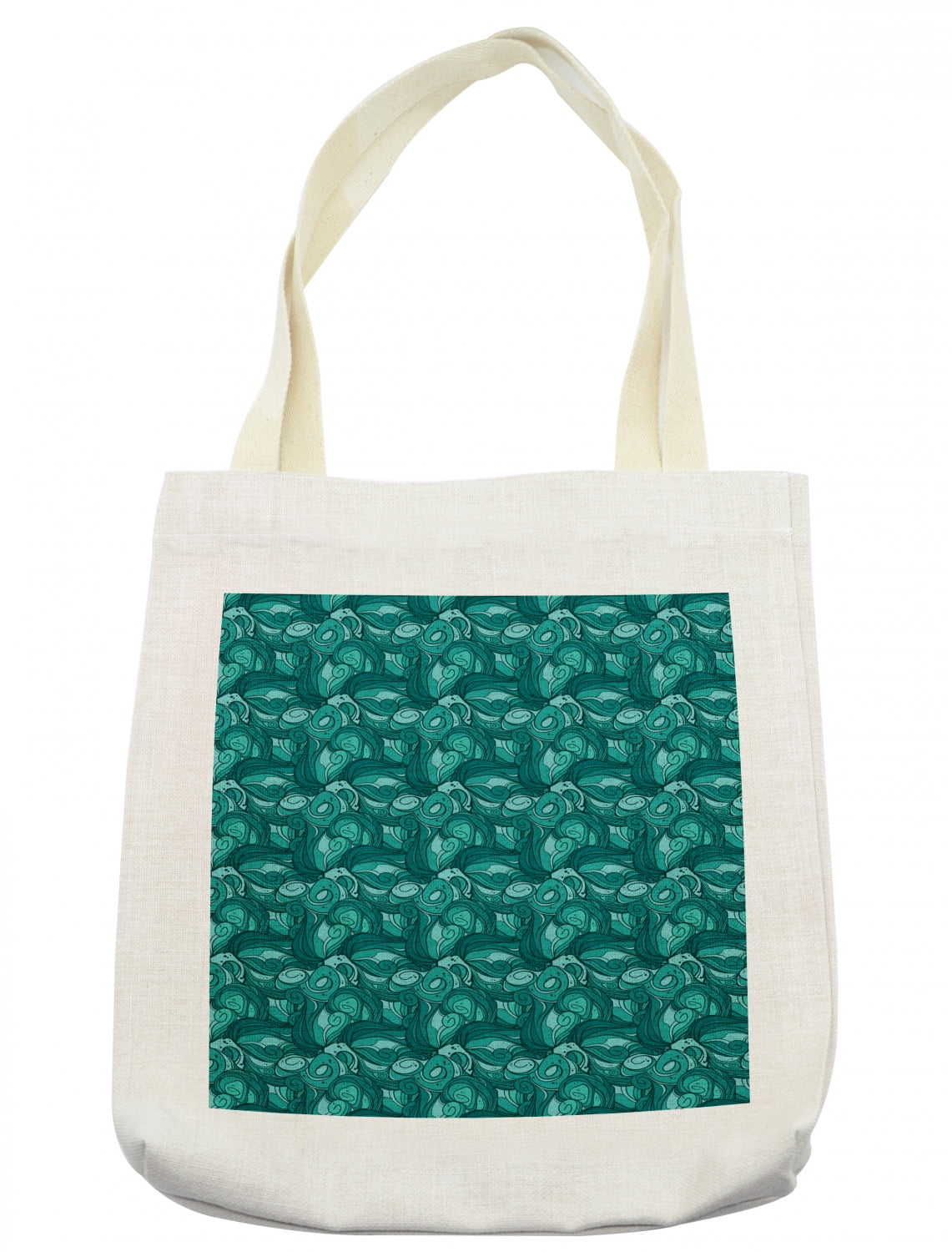 Doodle Tote Bag, Ocean Waves Pattern with Swirling and Curved Sea Lines ...