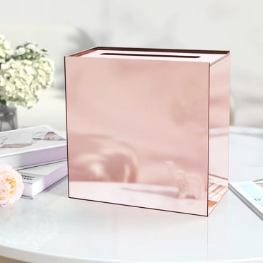 Rose Gold Card Box with Foil Satin Ribbon & Cards Label. A Large Card ...