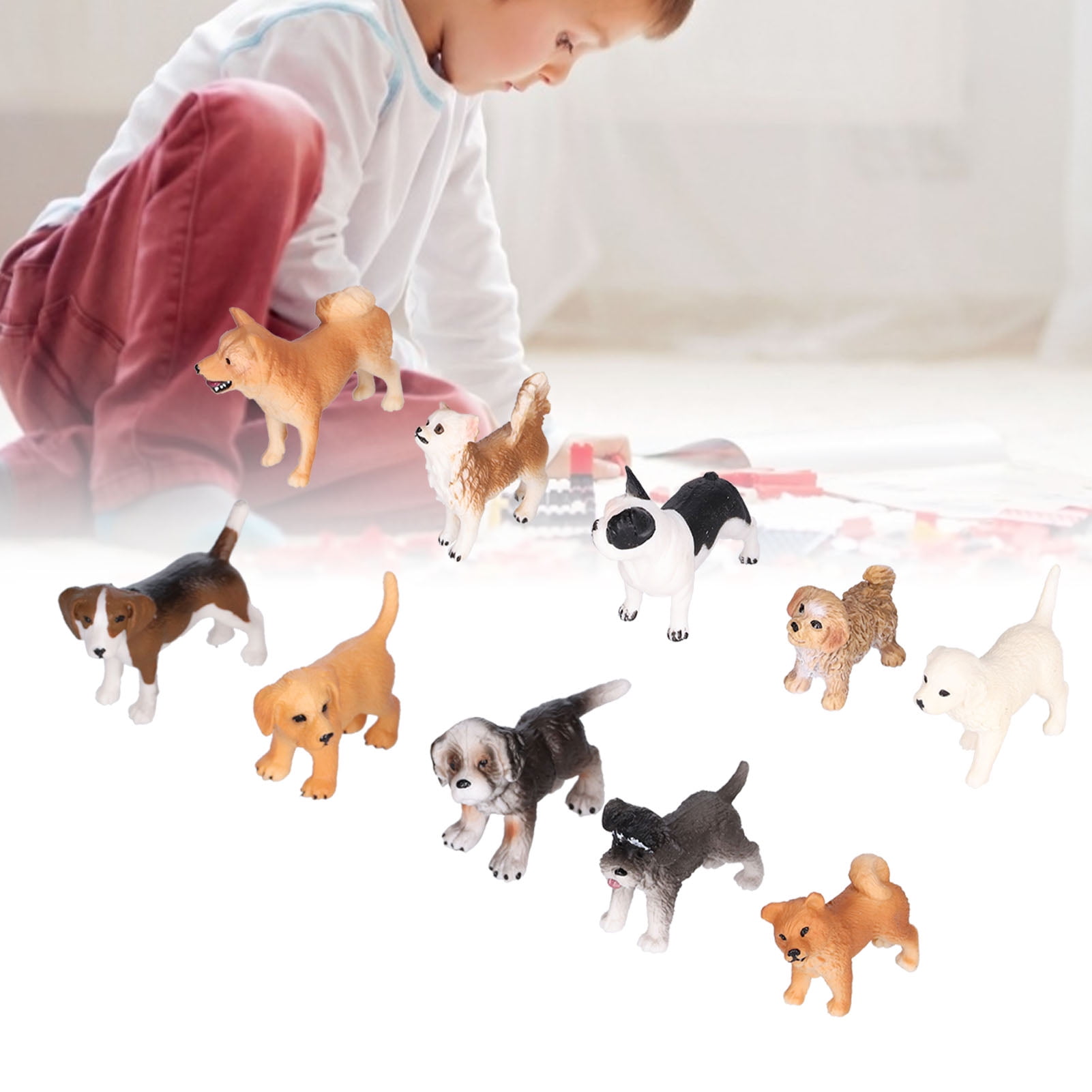 Hand Painted Dogs Animals Toy, Cute Mini Dog Figurines Toy Set Hand ...