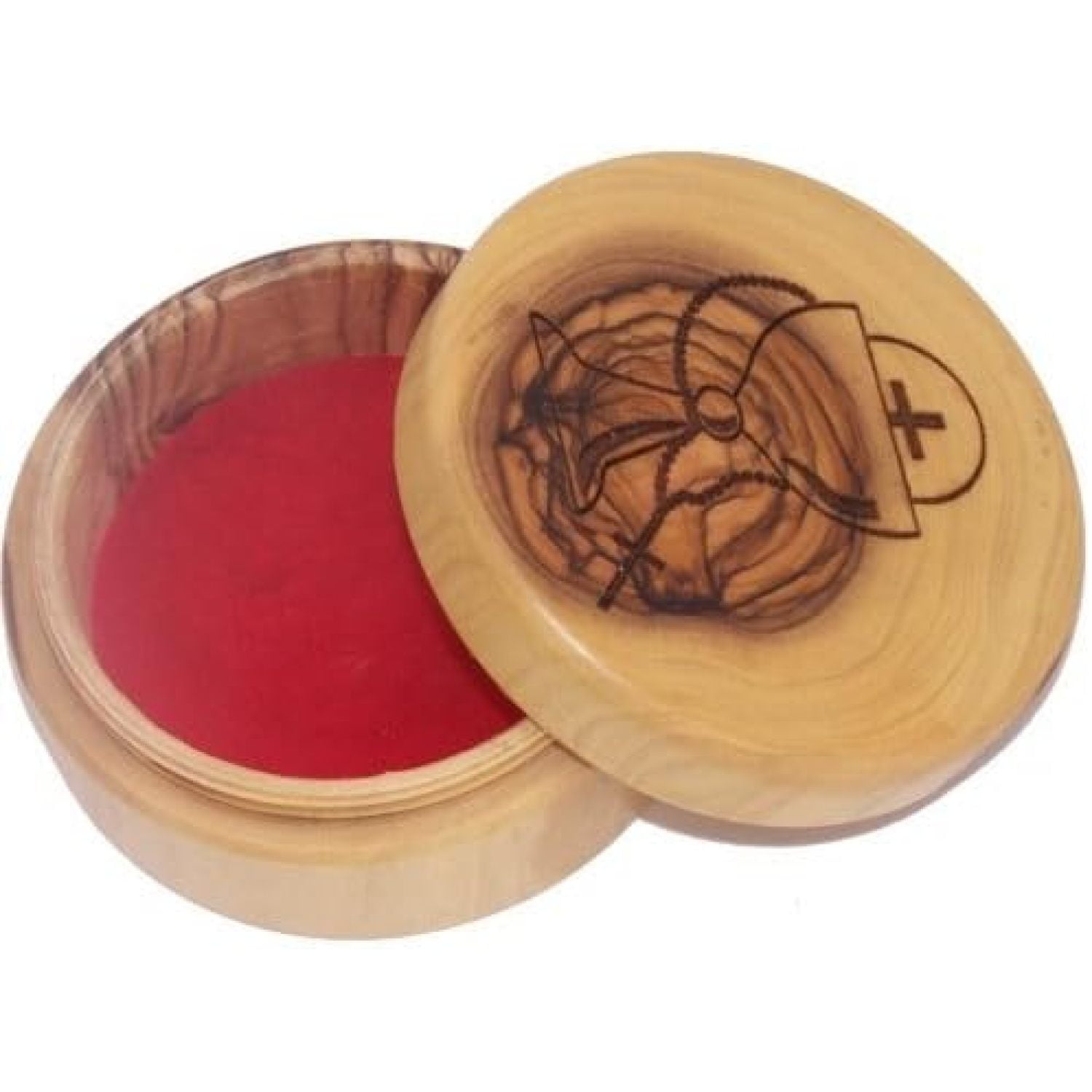 HElectQRIN Communion olive wood box box with Laser (7x3cm or 2.8x1.2 ...