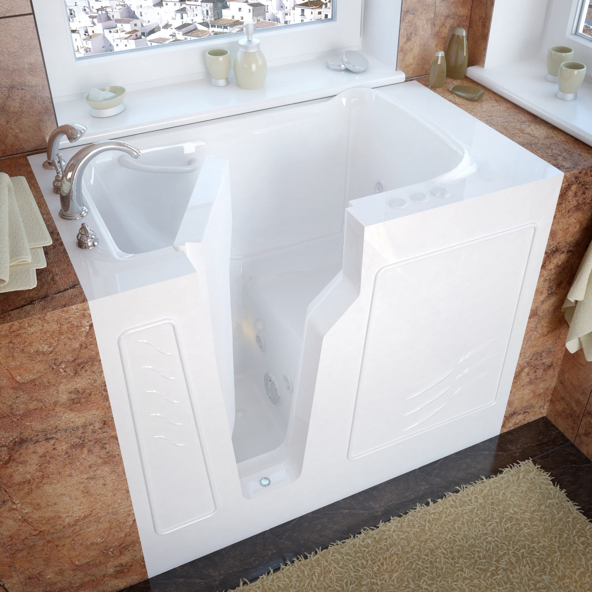 Meditub 2646Lh 46" Fiberglass Whirlpool Walk In Tub For Alcove, Corner ...