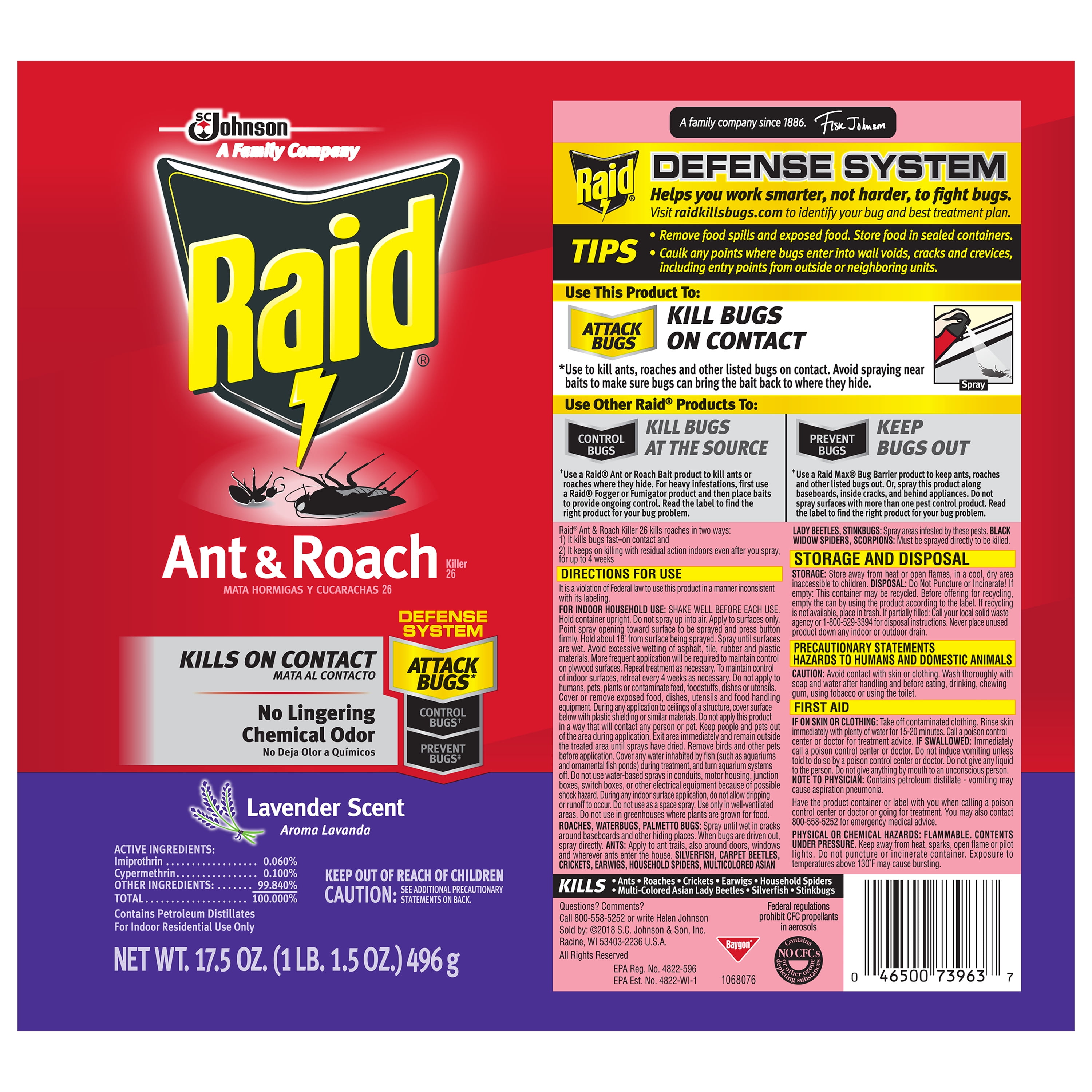 Raid Pesticide Label