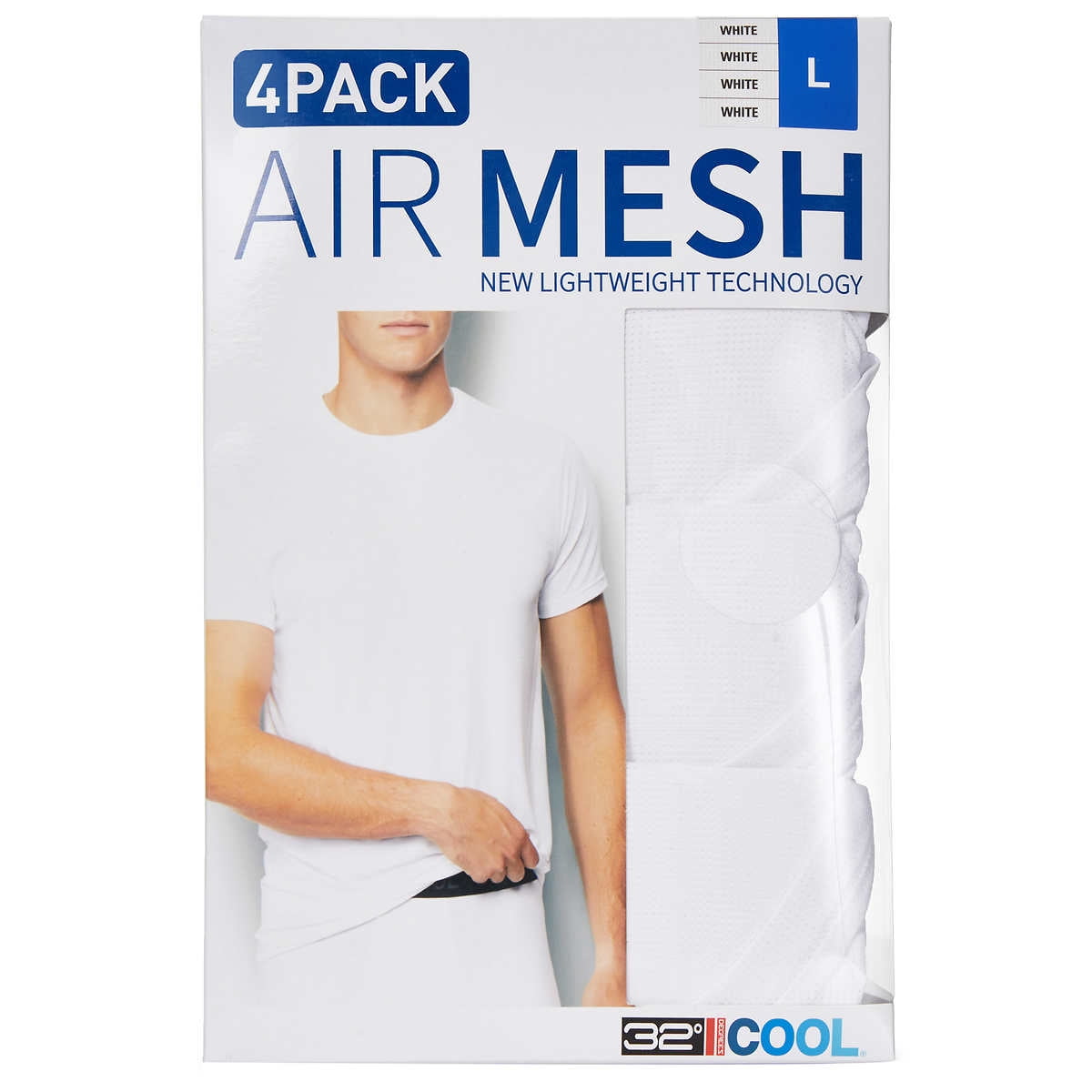 32 Degrees Men’s Air Mesh Tee 4-pack – White, Large - Walmart.com
