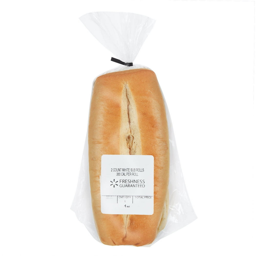 Freshness Guaranteed White Sub Rolls, 4 oz, 2 Count - Walmart.com ...