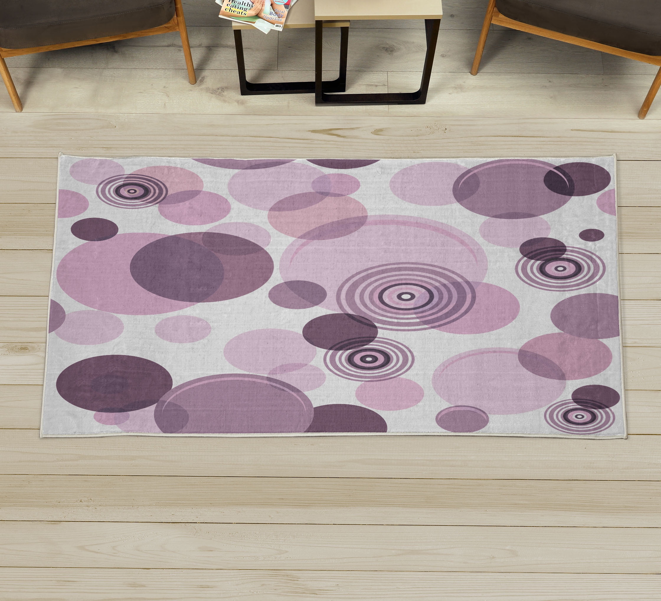 Earth Tones Decorative Rug, Abstract Pastel Pattern with Overlapping ...