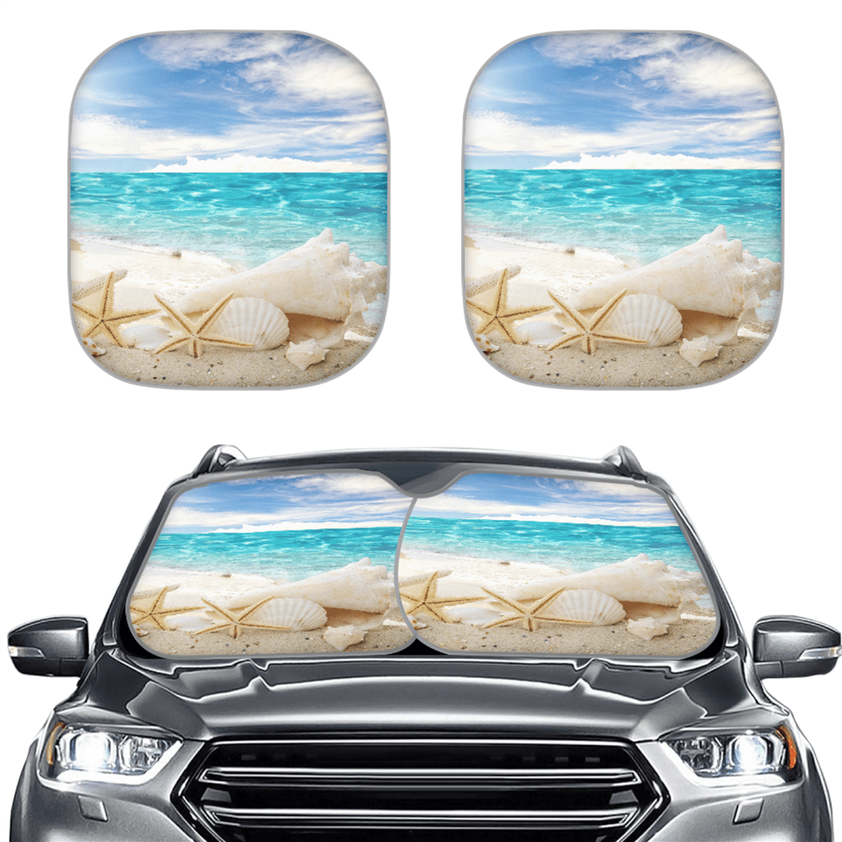 NETILGEN Sea Starfish Scallop Sunshades for Car Fit Auto Truck SUV Car ...