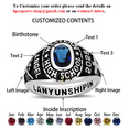 Fully Personalized Oval Birthstone High School Class Ring, Men's Pride ...