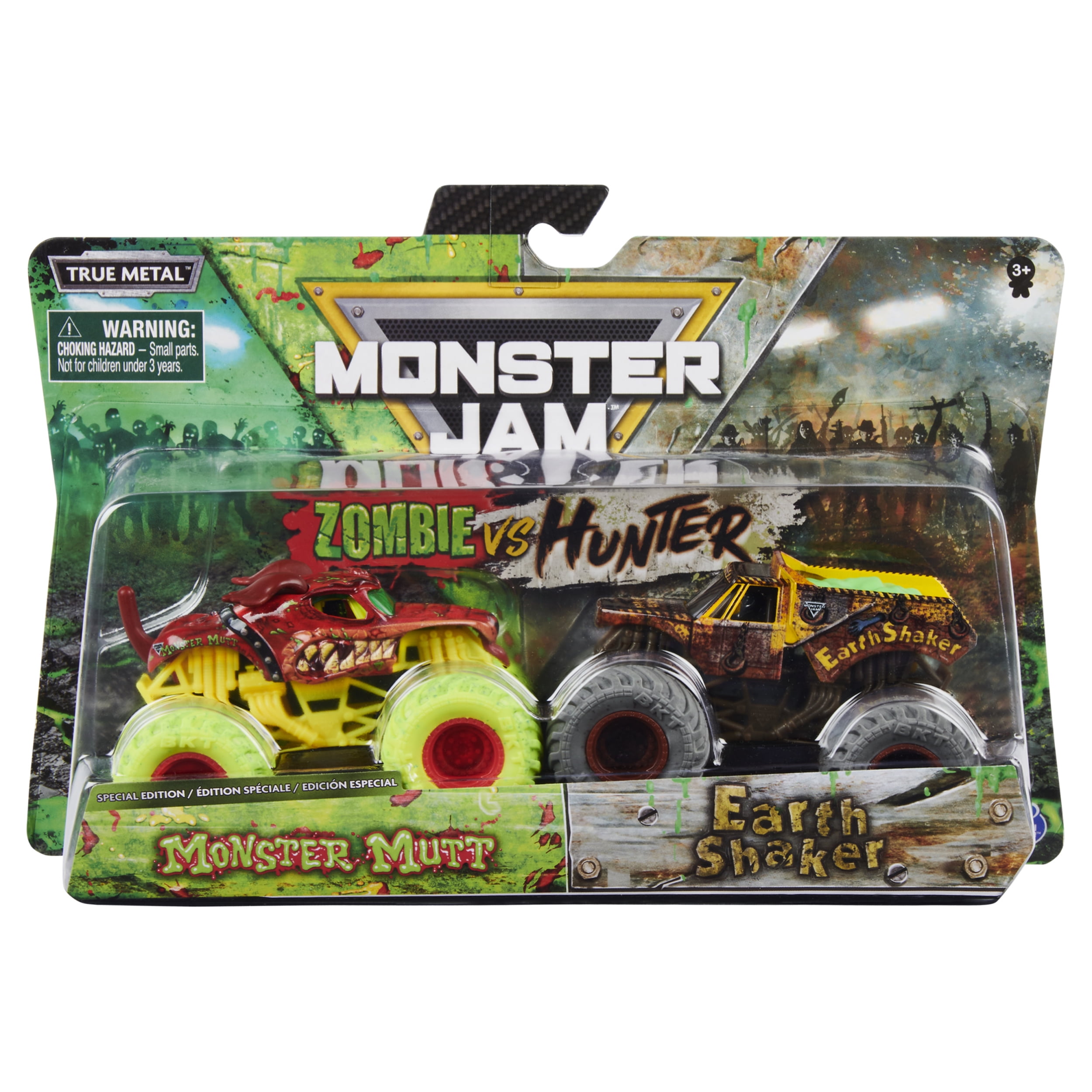 Monster Jam, Official Zombie Monster Mutt Vs. Hunter Earth Shaker Die ...