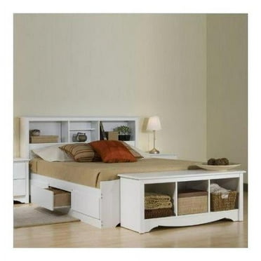 Platform Storage Bed W Bookcase Headboard Bed Size Queen Color Cherry