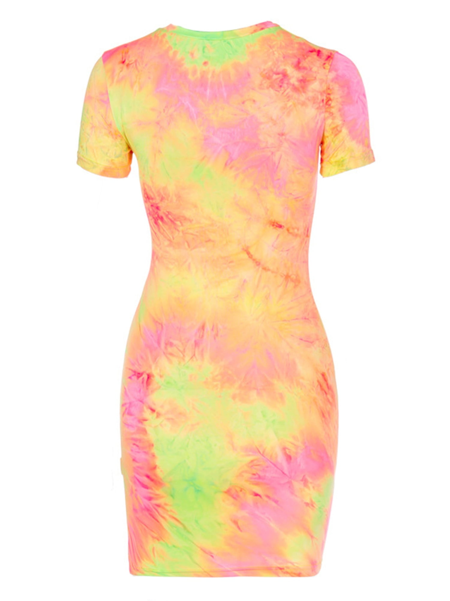 Women's Tie-dye Print Dress Summer Fashion Casual Round Neck Short ...