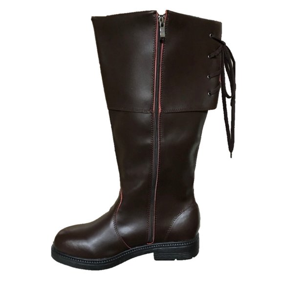 Dlx Men's Brown Pirate Costume High Boot PU Leather Buccaneer ...
