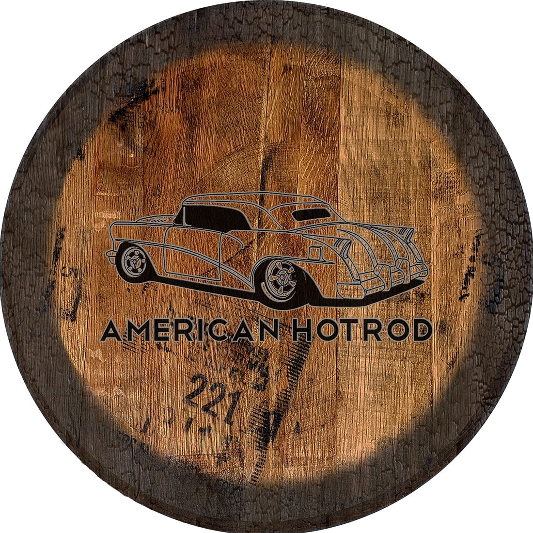 Custom Hotrod Car Garage Signs for Men Large Oak Whiskey Barrel Wood ...