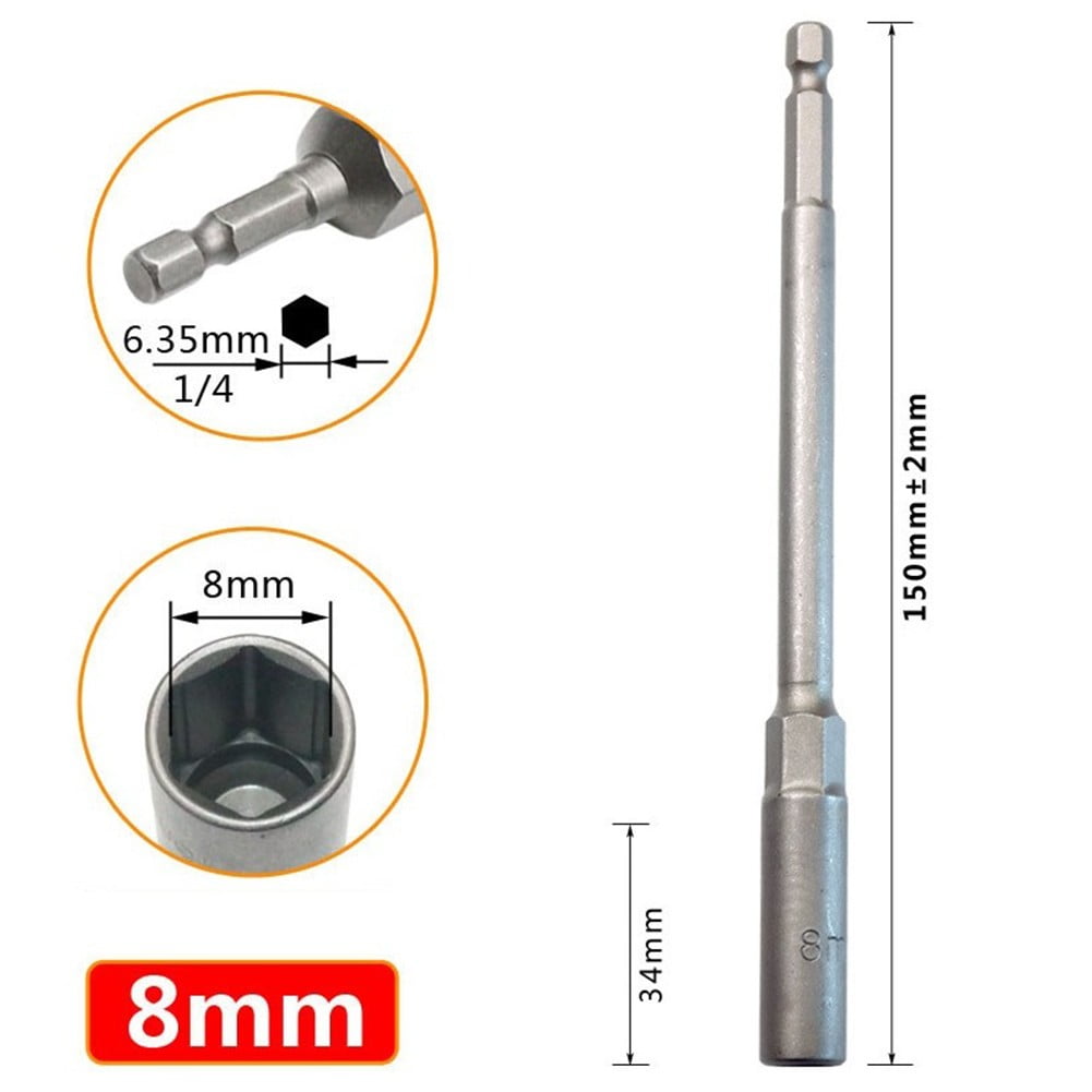 1Pc Hex Socket Nut Driver Socket Adapter 5.5mm 6mm 7mm 8mm 9mm 10mm ...