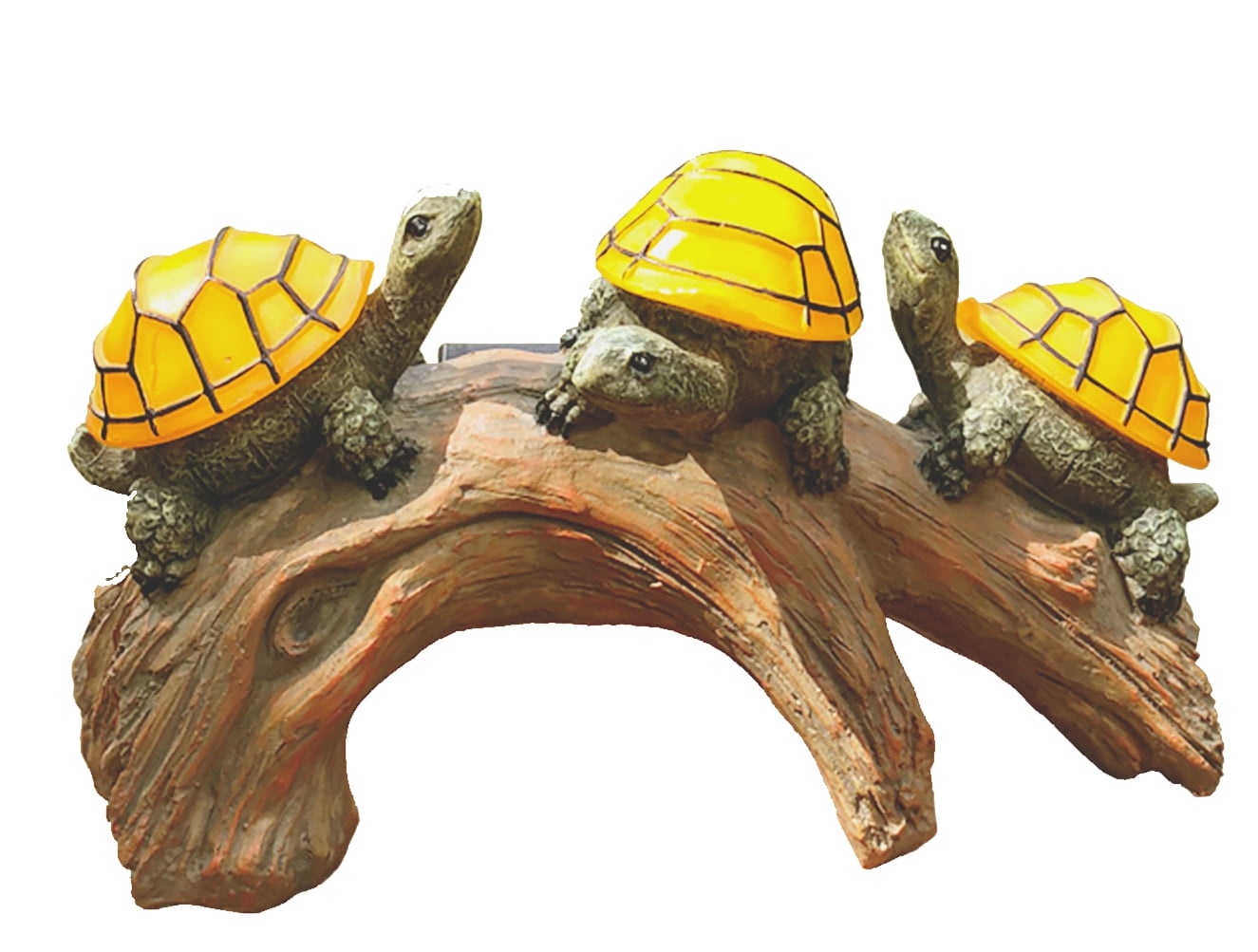 Solar Powered Turtles on Log Garden Decorations , Outdoor Accent ...