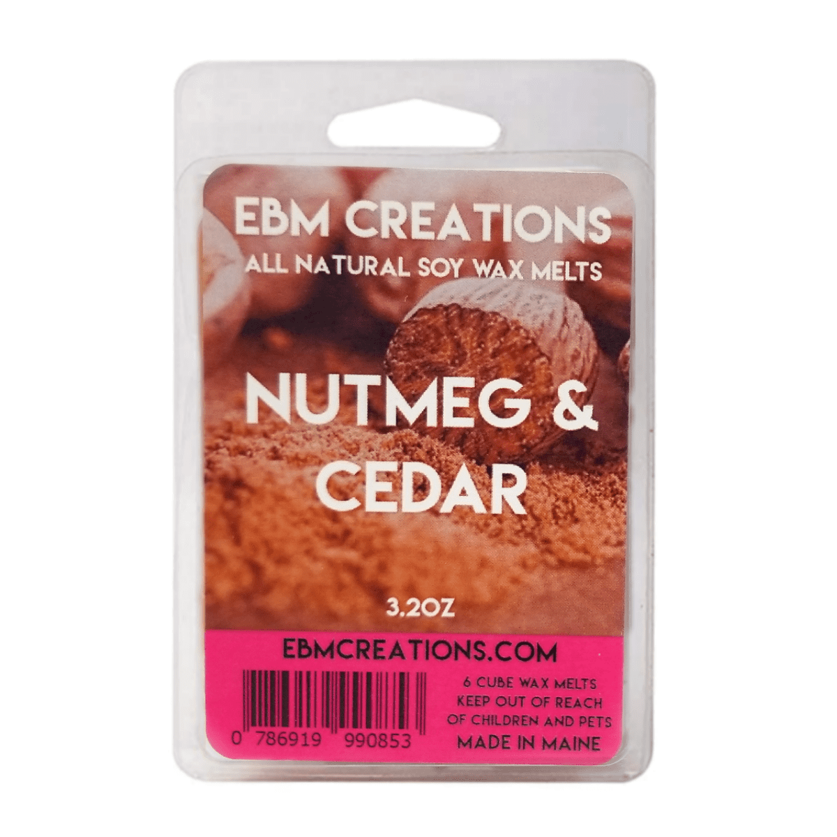 Nutmeg & Cedar Scented Soy Wax Melts, EBM Creations, 6 Cube 3.2oz ...